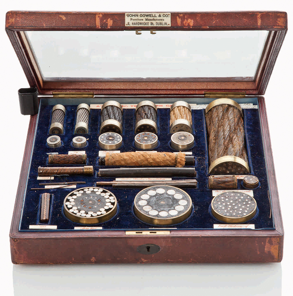 A FINE CASED SET OF TRANSATLANTIC TELEGRAPH CABLE SAMPLES BY SIEMENS ...