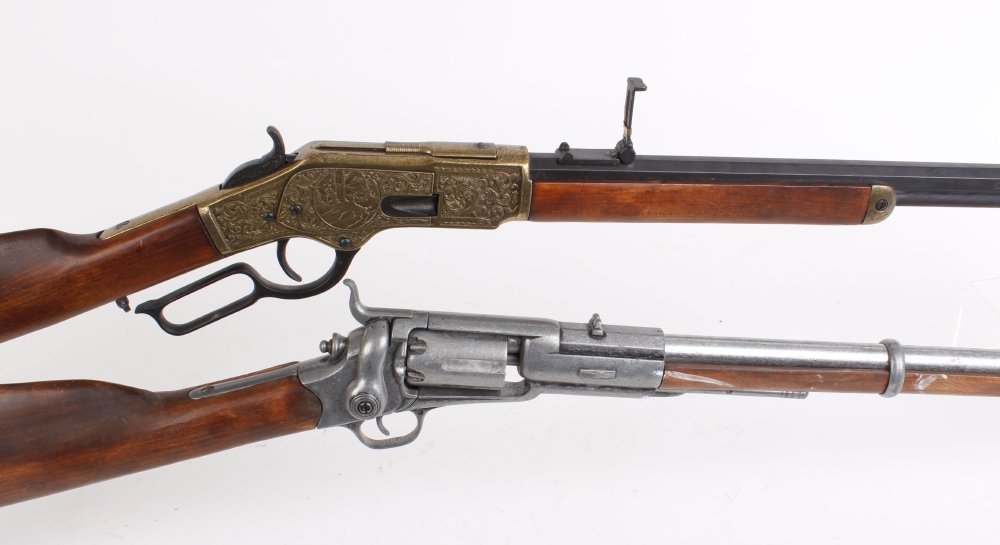 Colt (replica) revolving rifle and Winchester (replica) lever action ...