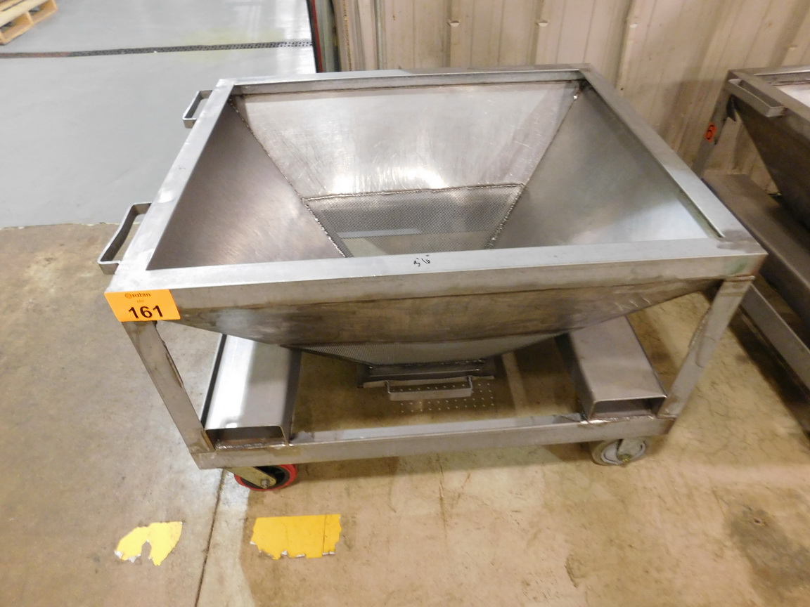 Stainless Product Hopper with perforated side, bottom slide gate, 3' x ...