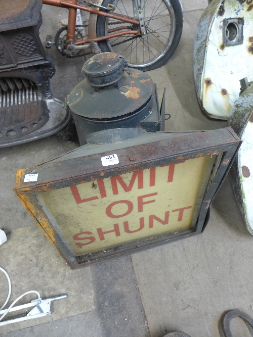 A railway Limit of Shunt sign
