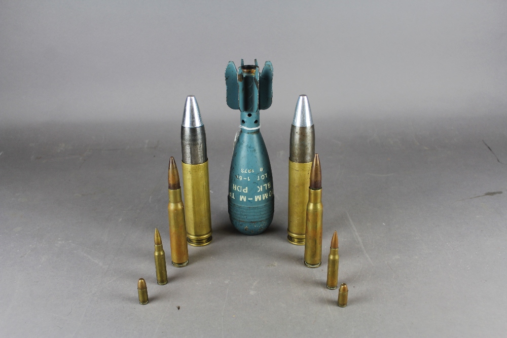 A Group of inert shells and mortar bomb including two 75rg Armour ...