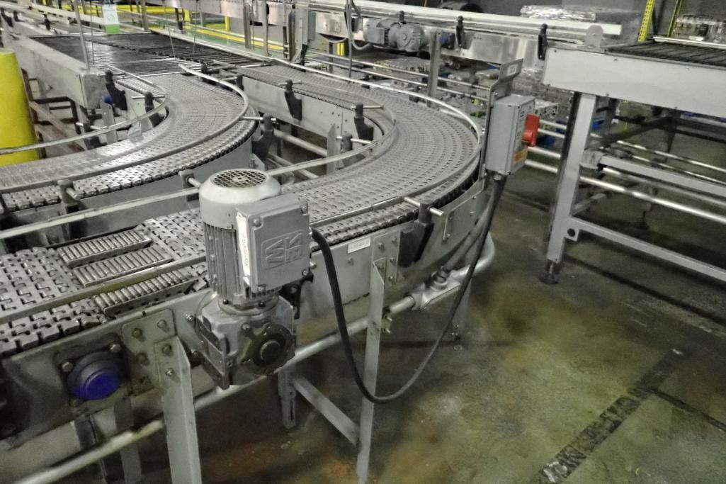 Mild steel U-shape plastic interlock belt conveyor, approx. 156 in ...