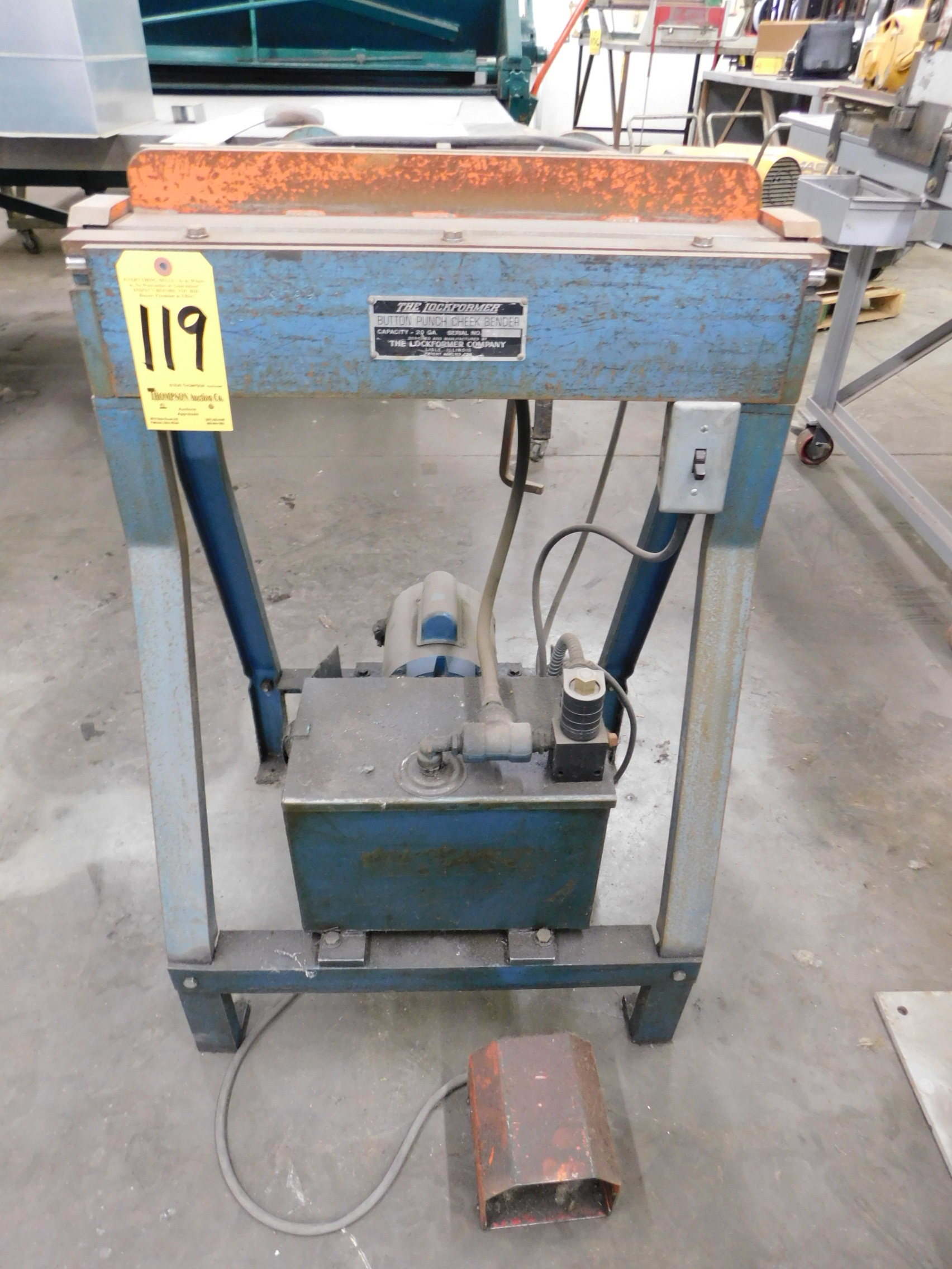Lockformer Hydraulic Button Punch Cheek Bender, s/n 741, 20 Gauge ...