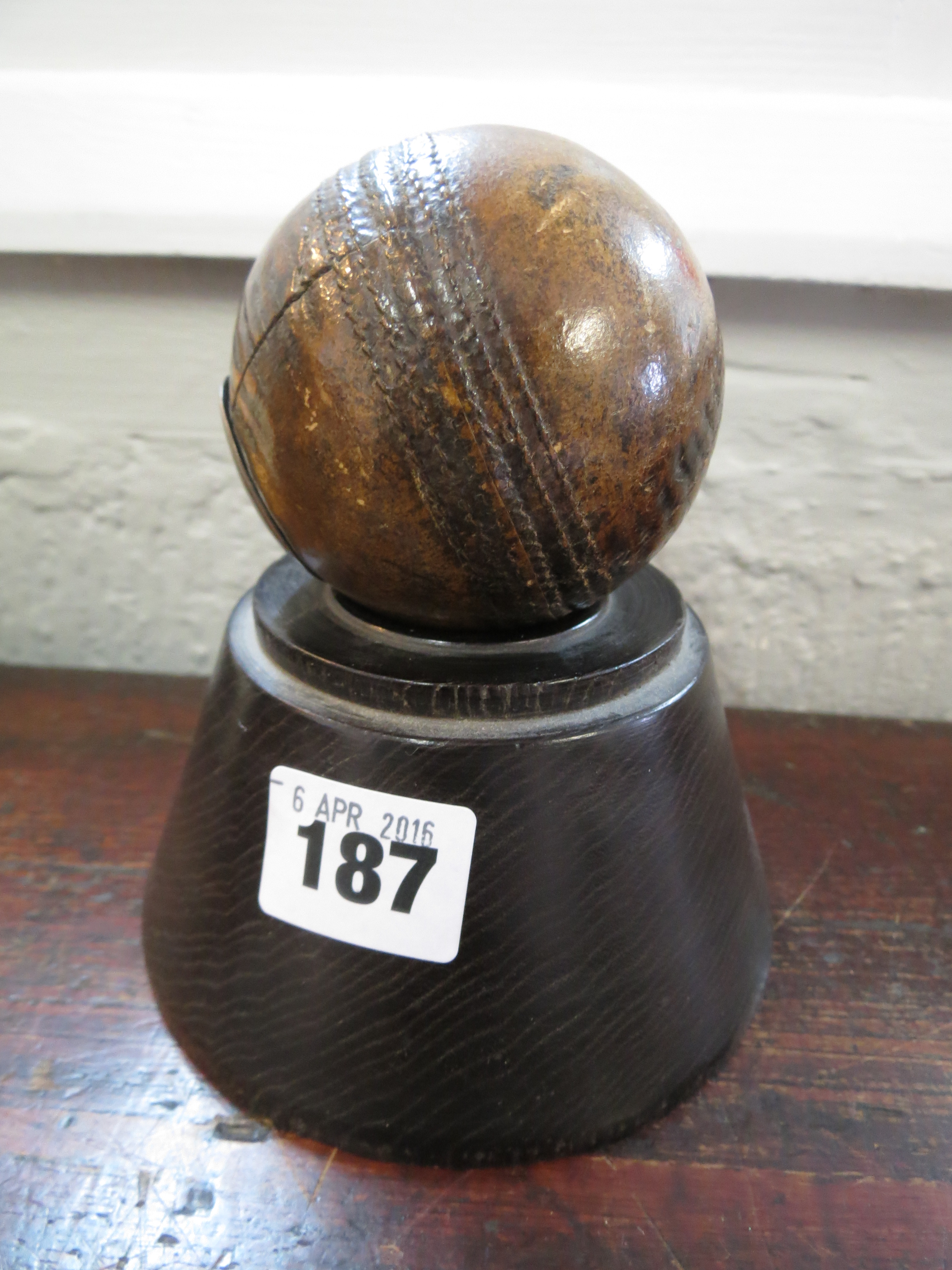 A 19th century Cricket Ball trophy for A G Pearson, first match at ...