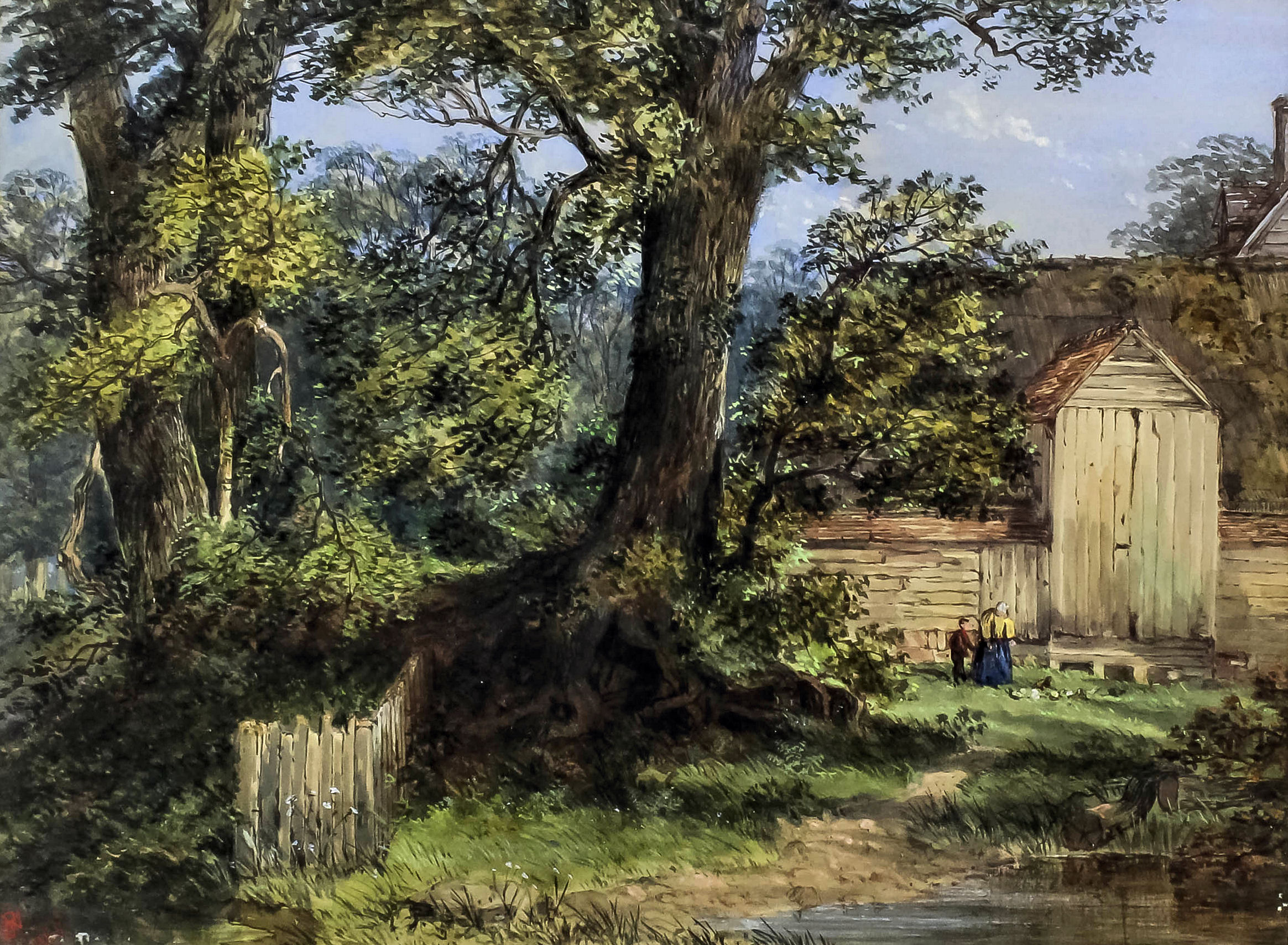 John Dawson Watson (1832-1892) - Watercolour - "A Barn Near East ...