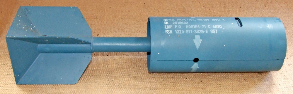 Eight American Mk 106 practice bombs, air-dropped, impact-or impact ...