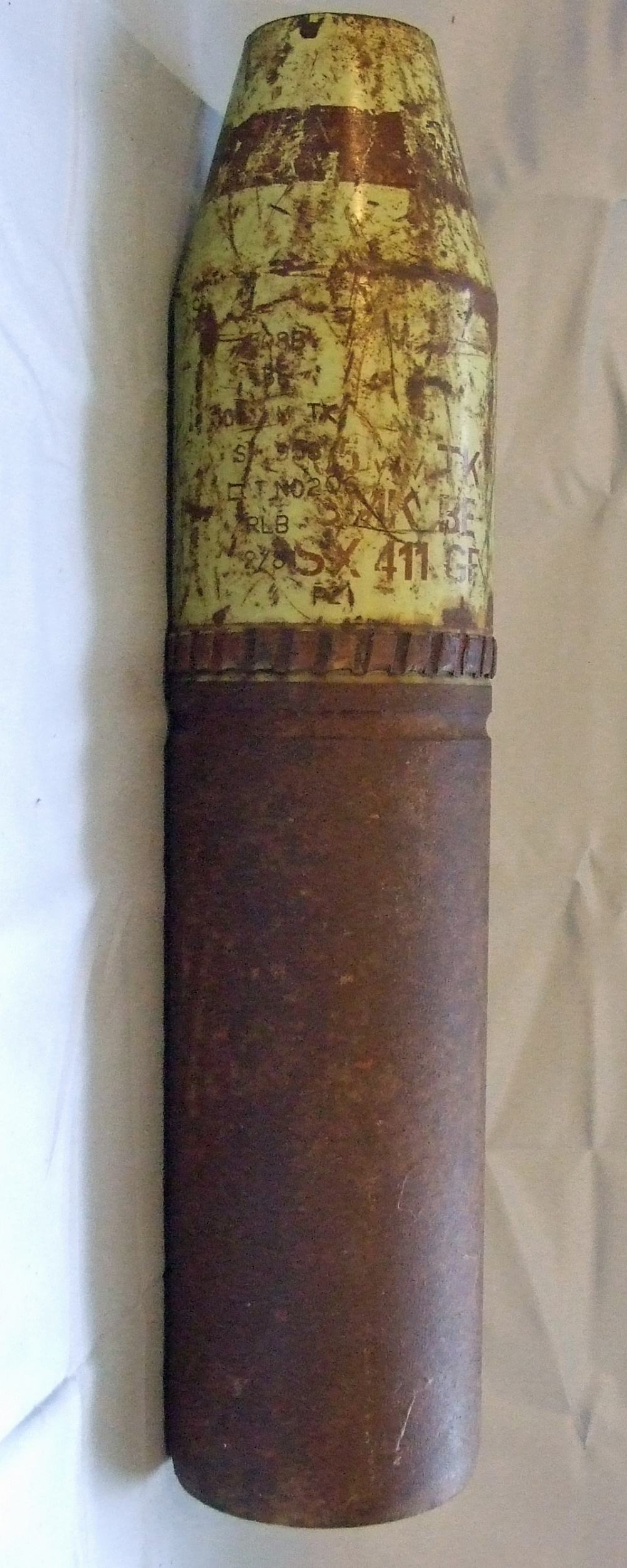 An 105 mm Armour piercing projectile, discarding sabot (APDS) practice ...