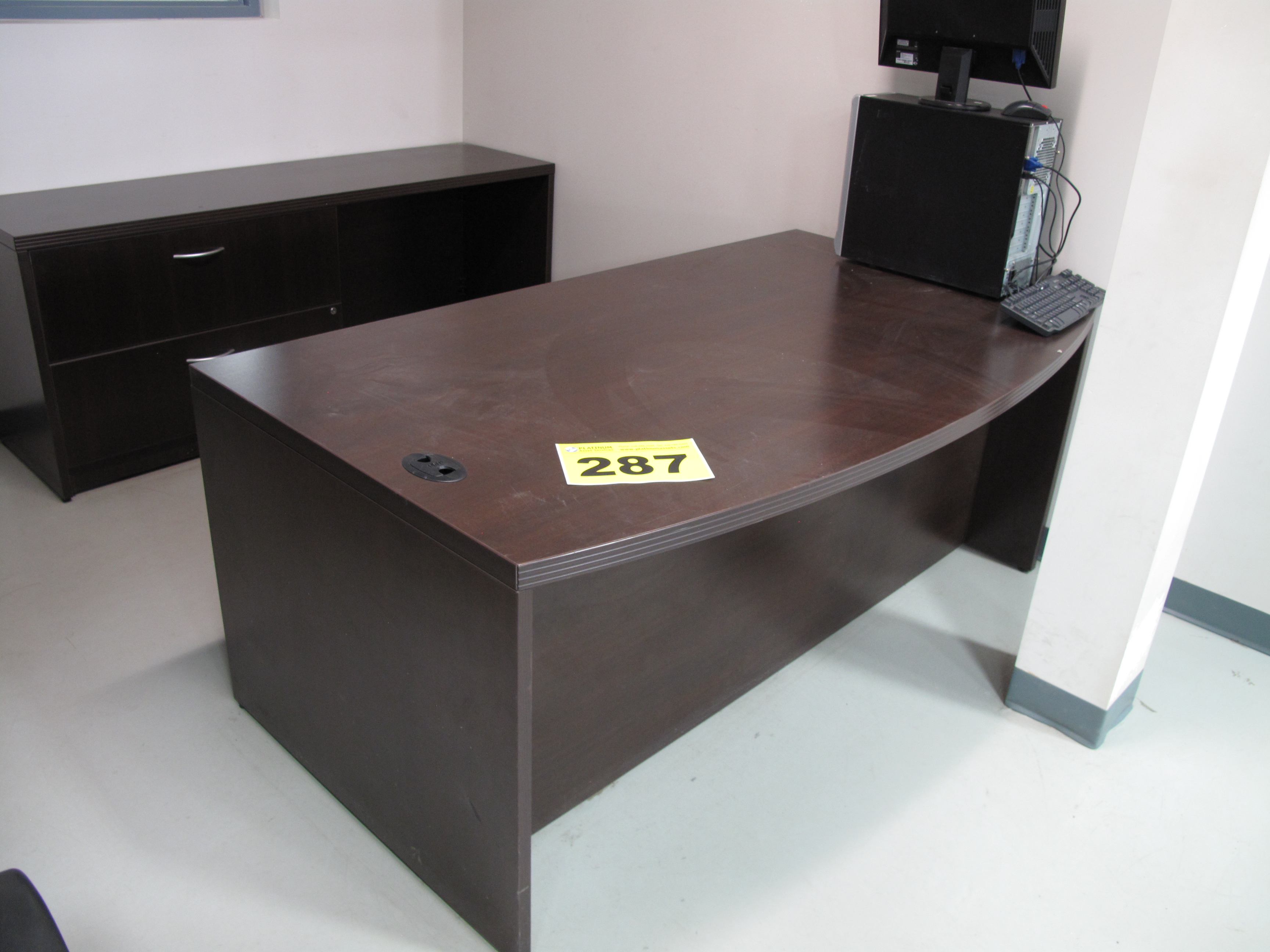 OFFICE DESK, BROWN, TWO DRAWER, 5.5'