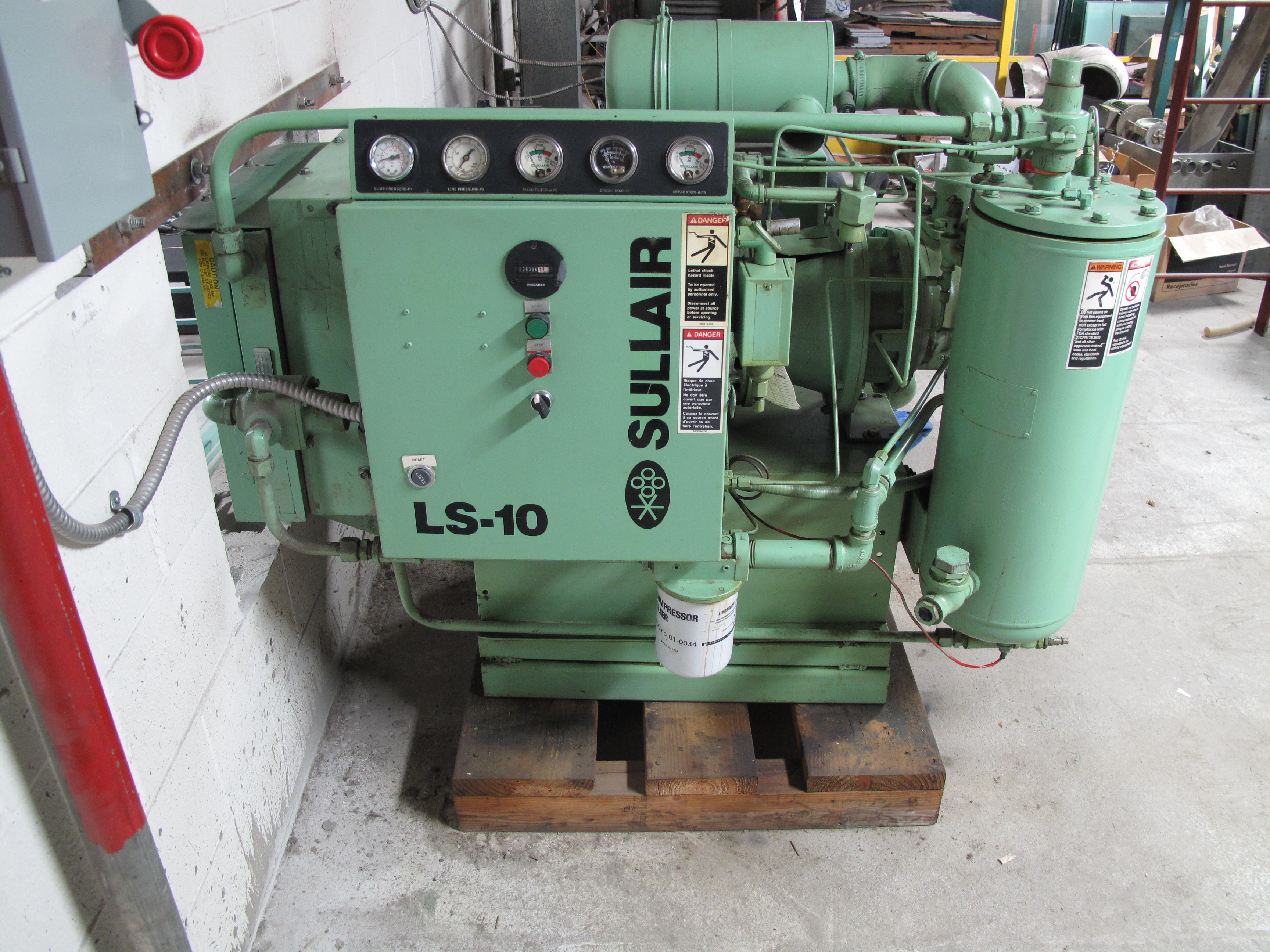 SULLAIR, LS-10, 40 HP, ROTARY SCREW, AIR COMPRESSOR, 125 PSI, 38,384 ...