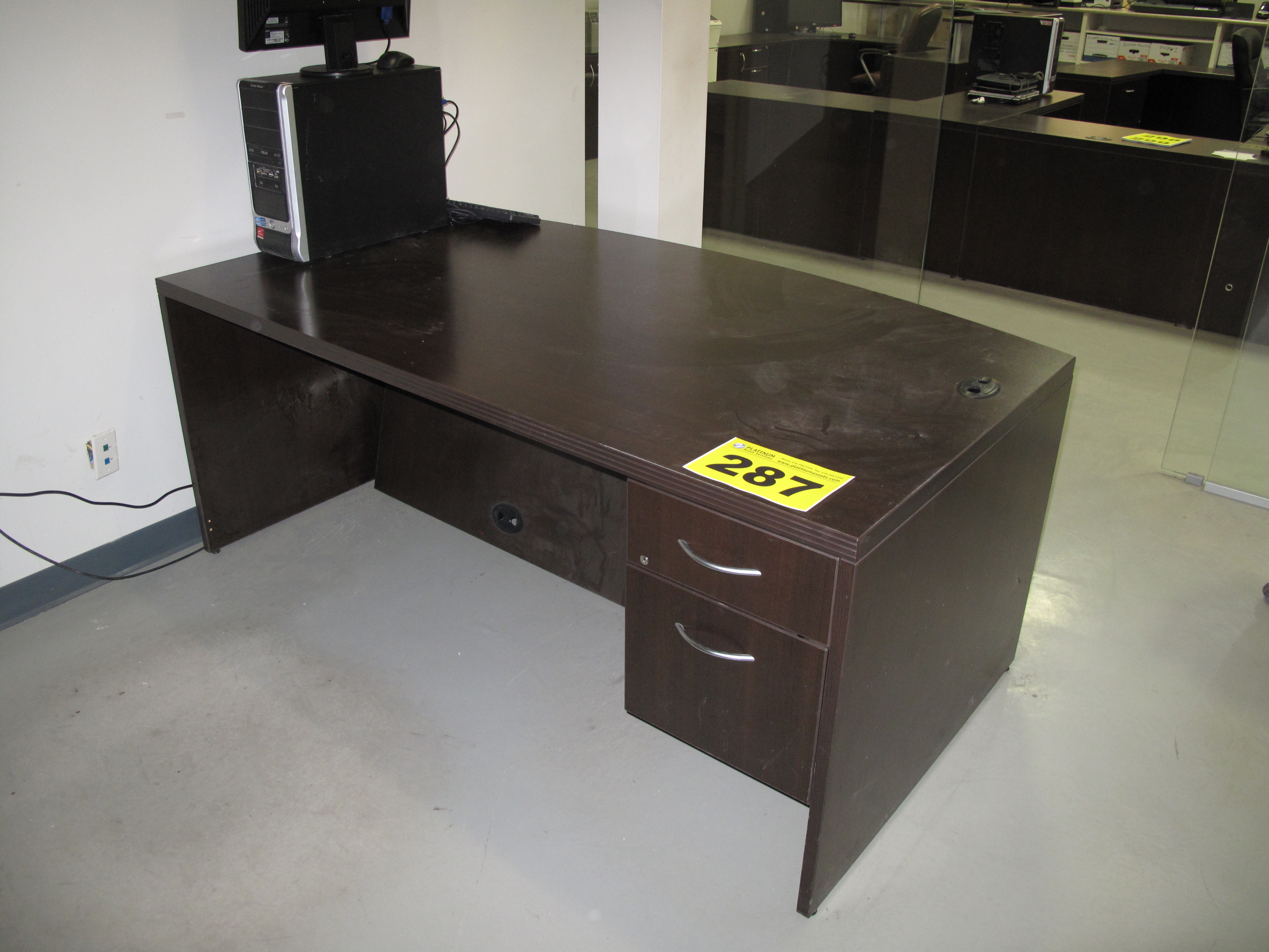 OFFICE DESK, BROWN, TWO DRAWER, 5.5'