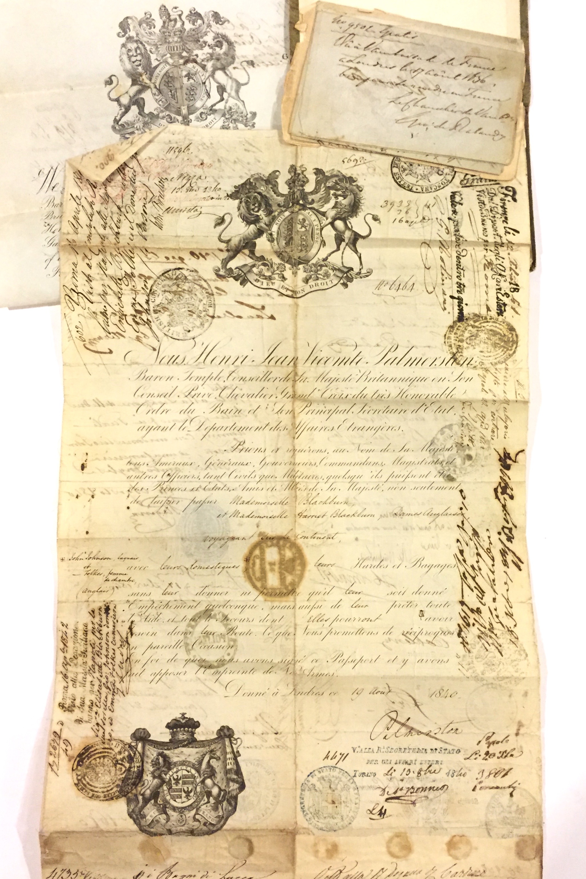 British Mid 19th Century Passport etc. Three interesting British ...