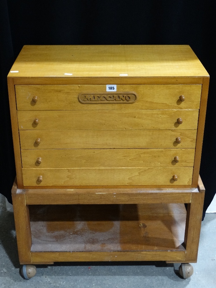 A Purpose Made Wooden Five Drawer Meccano Storage Cabinet With A Large ...