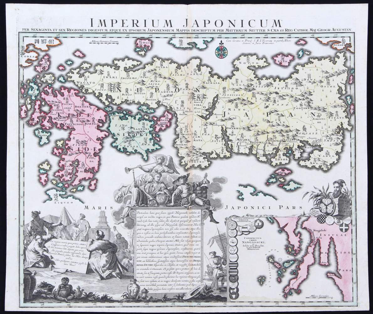 Japan. "Imperium Japonicum". Altkol. Kupf.-Kte. von M. Seutter, um 1740 ...