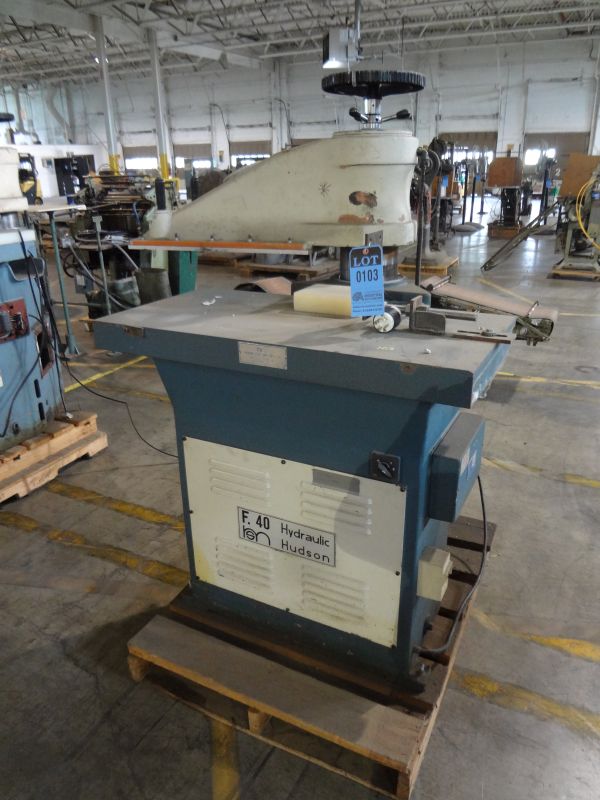 HUDSON SHOE MACHINERY MODEL F40/S CLICKER PRESS; S/N 200062843