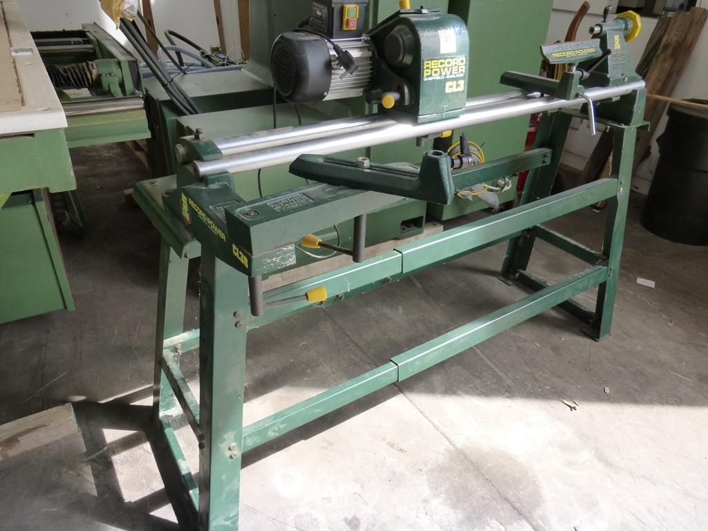 Record CL3 Wood Lathe with CL3B Bowl Turning Attachment Mounted on the ...