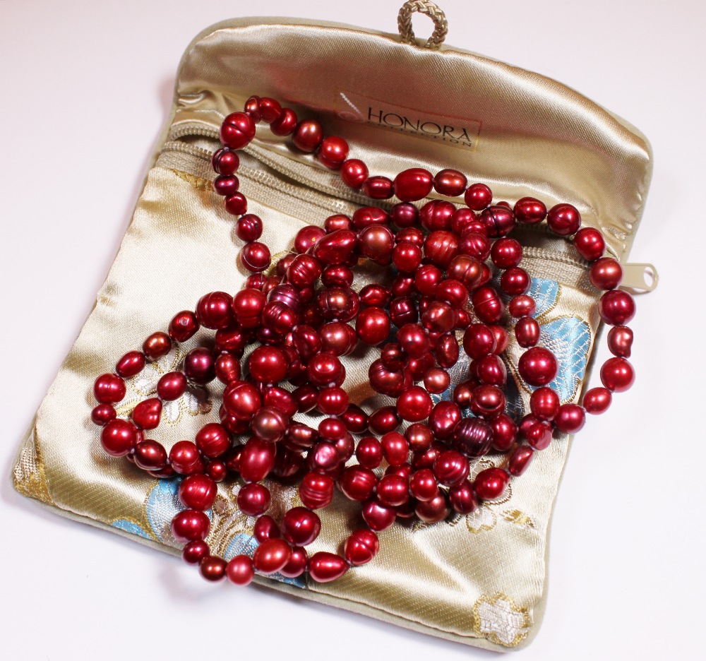 HONORA PEARLS. Honora cultured baroque red pearl boxed necklace