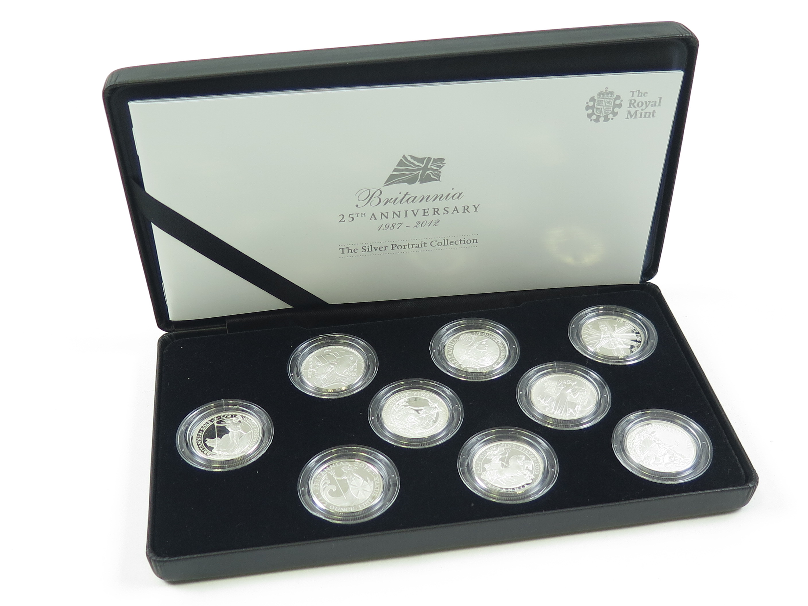 Britannia 25th Anniversary Silver Portrait Collection 2012. A 9 coin ...