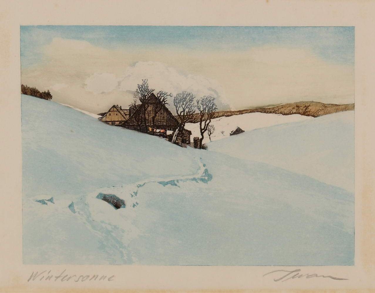 Iwan, Friedrich (1889 - 1967), Radierung, "Wintersonne", signiert unten ...