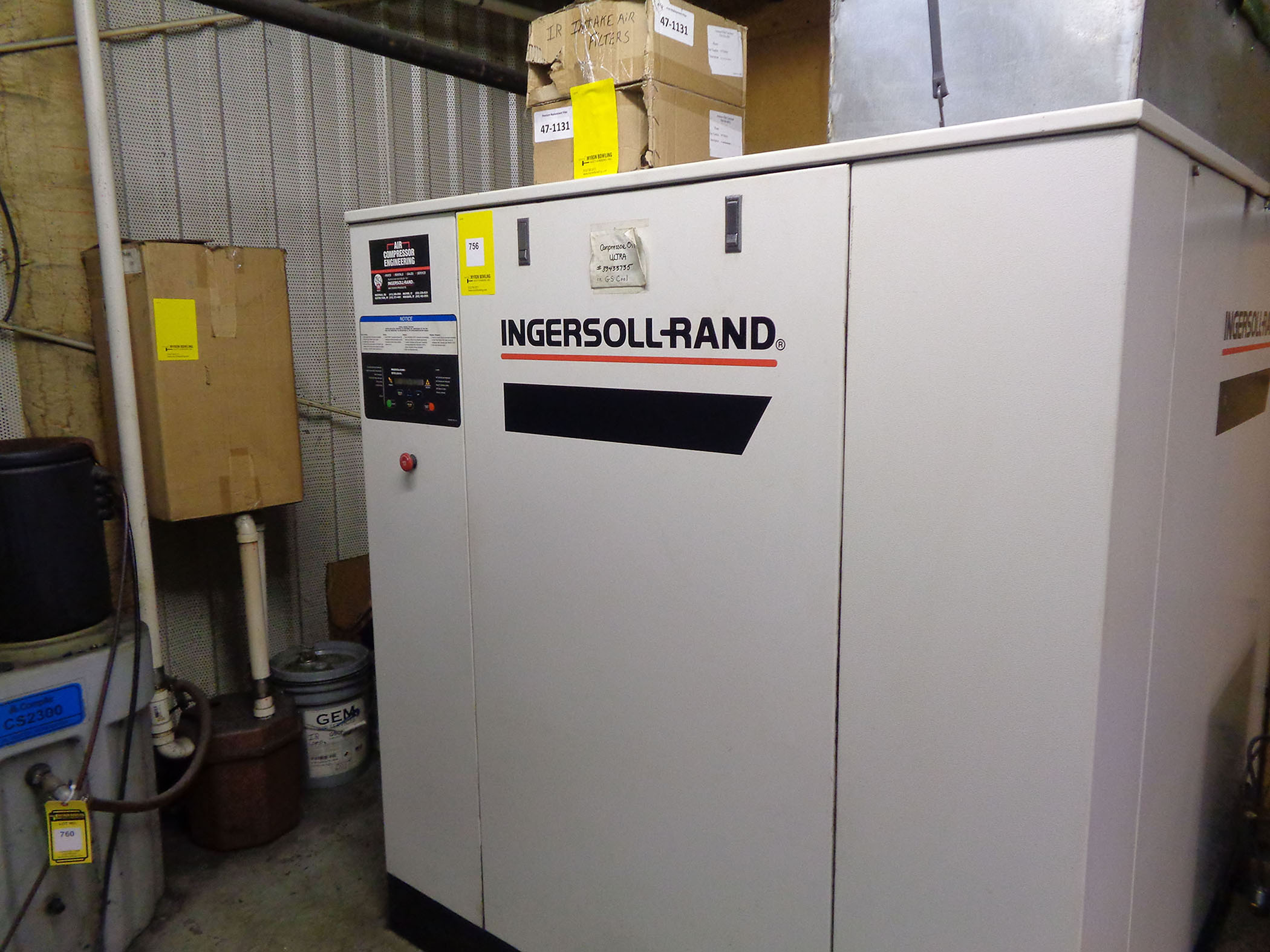INGERSOLL RAND 75-HP ROTARY AIR COMPRESSOR; MODEL SSR-EP75, 332 CFM ...