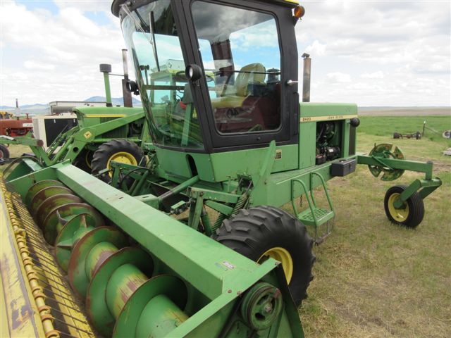 John Deere 2420 swather, cab air, diesel Hydro, 14 Ft hay header ...