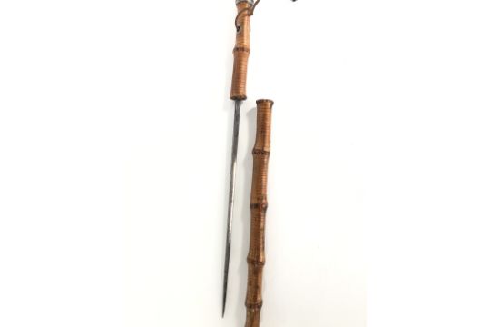 A Victorian white-metal mounted bamboo sward / dagger stick, having a ...
