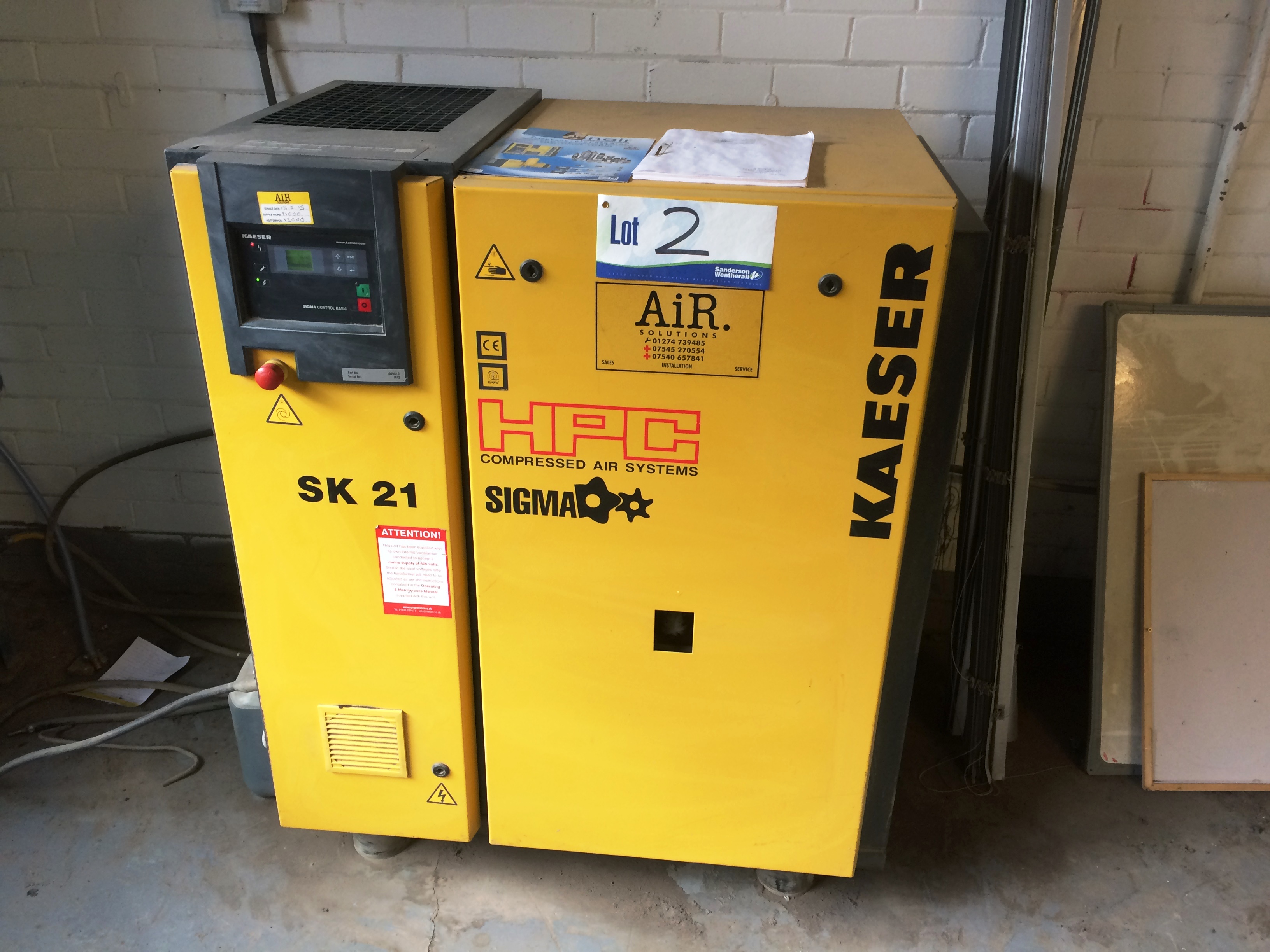 HPC Kaeser Sigma SK21 Packaged Air Compressor, Serial Number: 1843