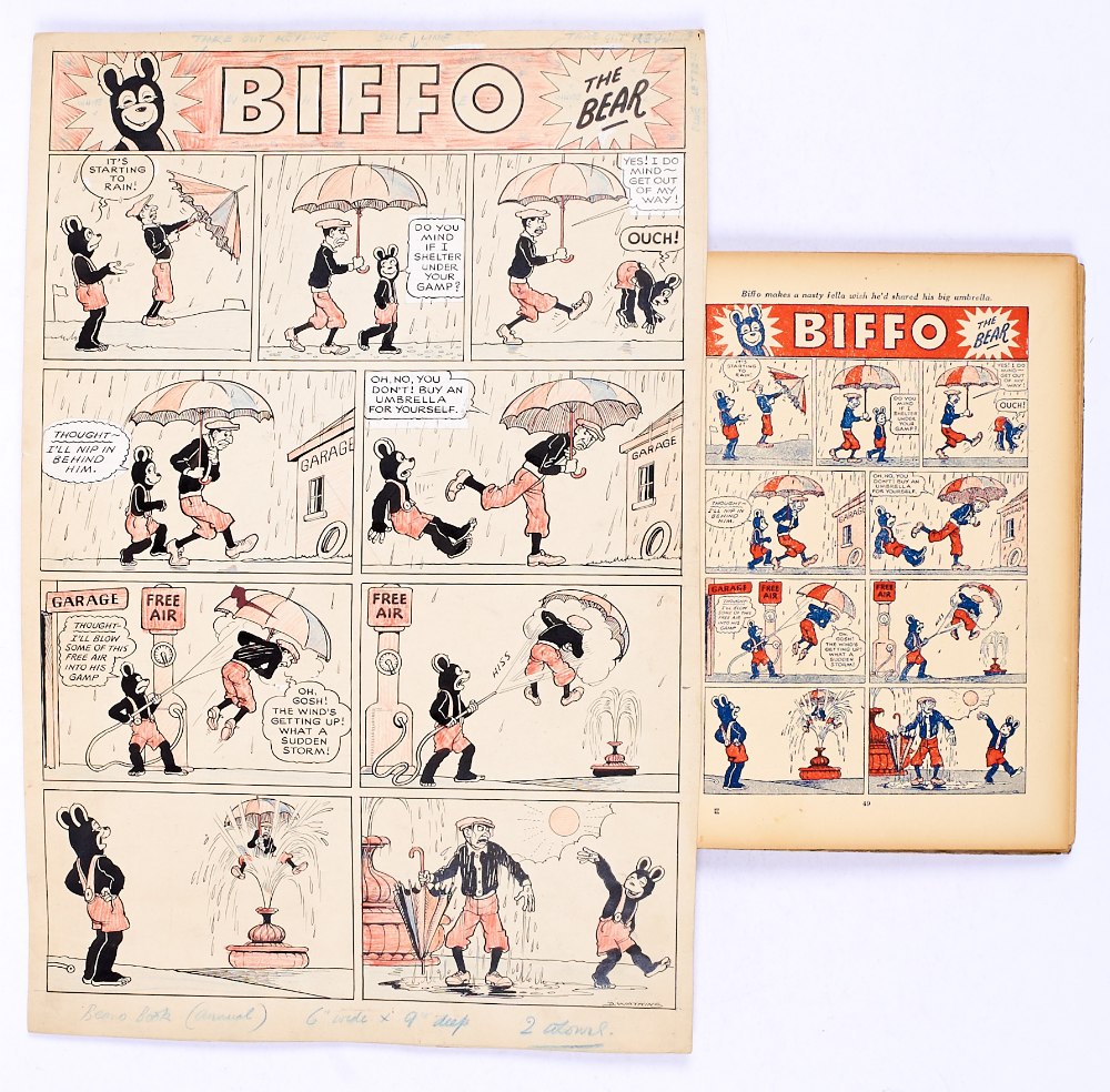 Biffo The Bear original artwork drawn and signed by Dudley Watkins for ...