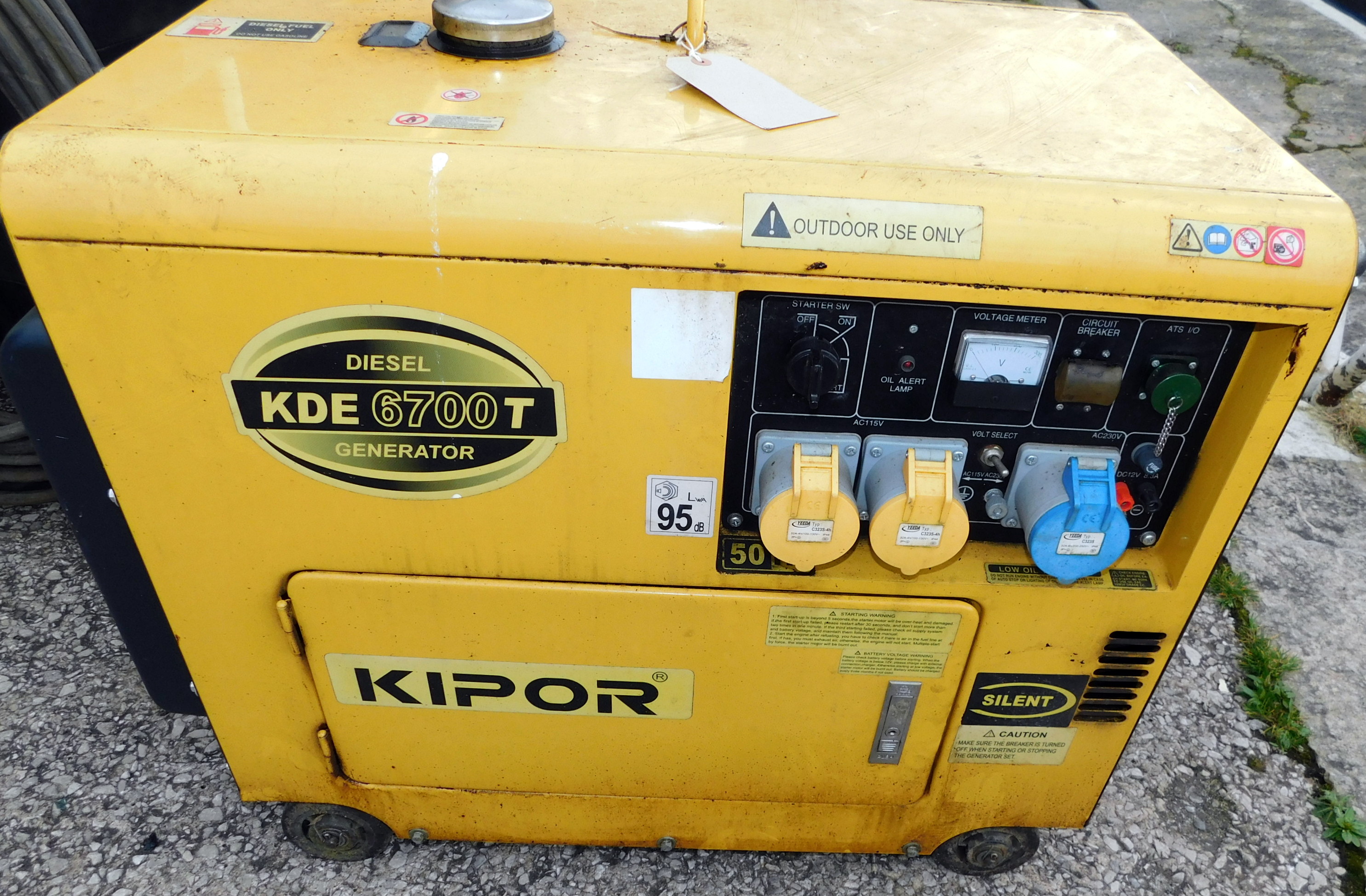 Kipor KDE 6700T Diesel Generator (Located Warrington)