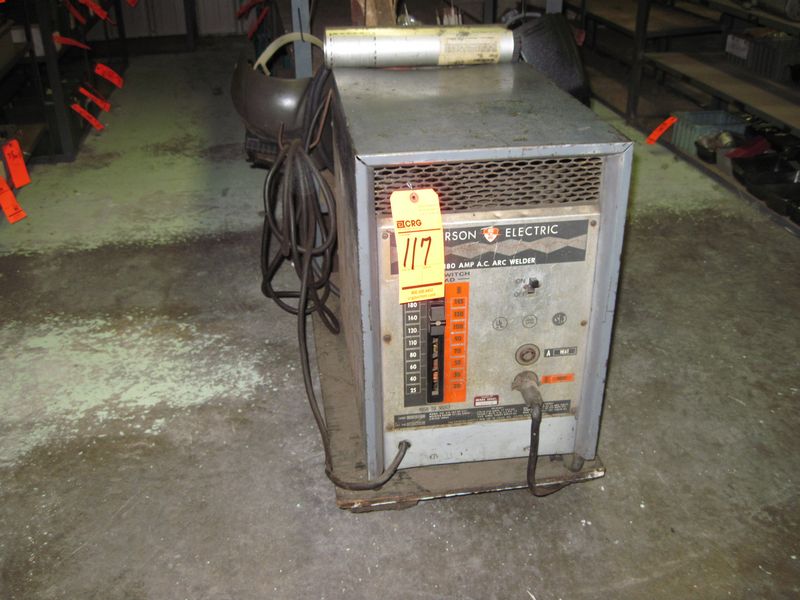 Emerson electric 180 amp AC arc welder, M/N N K63, on dollie, with ...