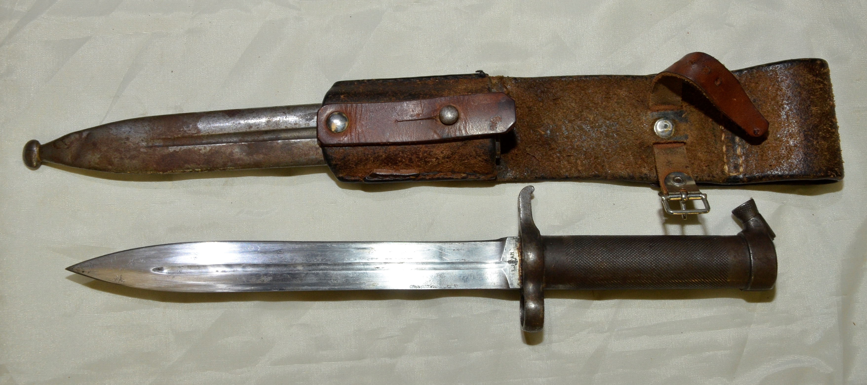 Swedish bayonet, the blade stamped with Swedish Crown 748 and EJAB ...