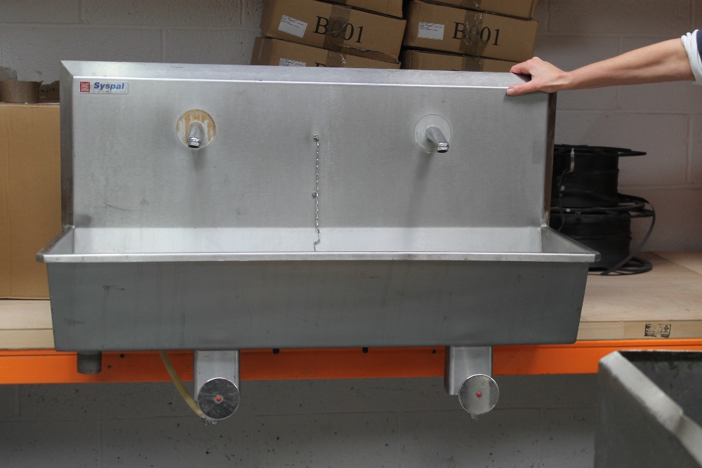 Syspal Food Production Hand Wash Sink -- 2 Taps - Knee Operated Kenilworth