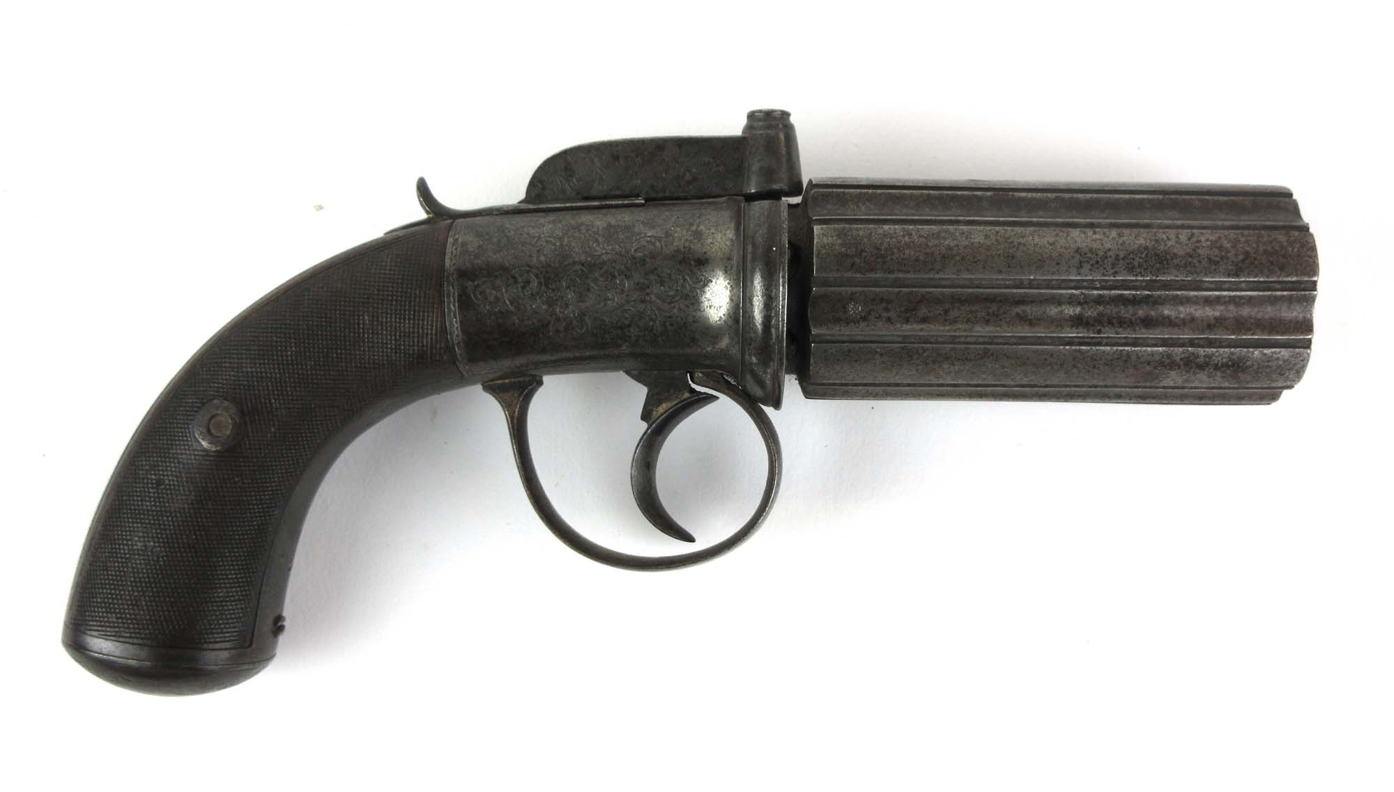 A 19th century six barrel pepper box revolver by Alex Thomas of ...