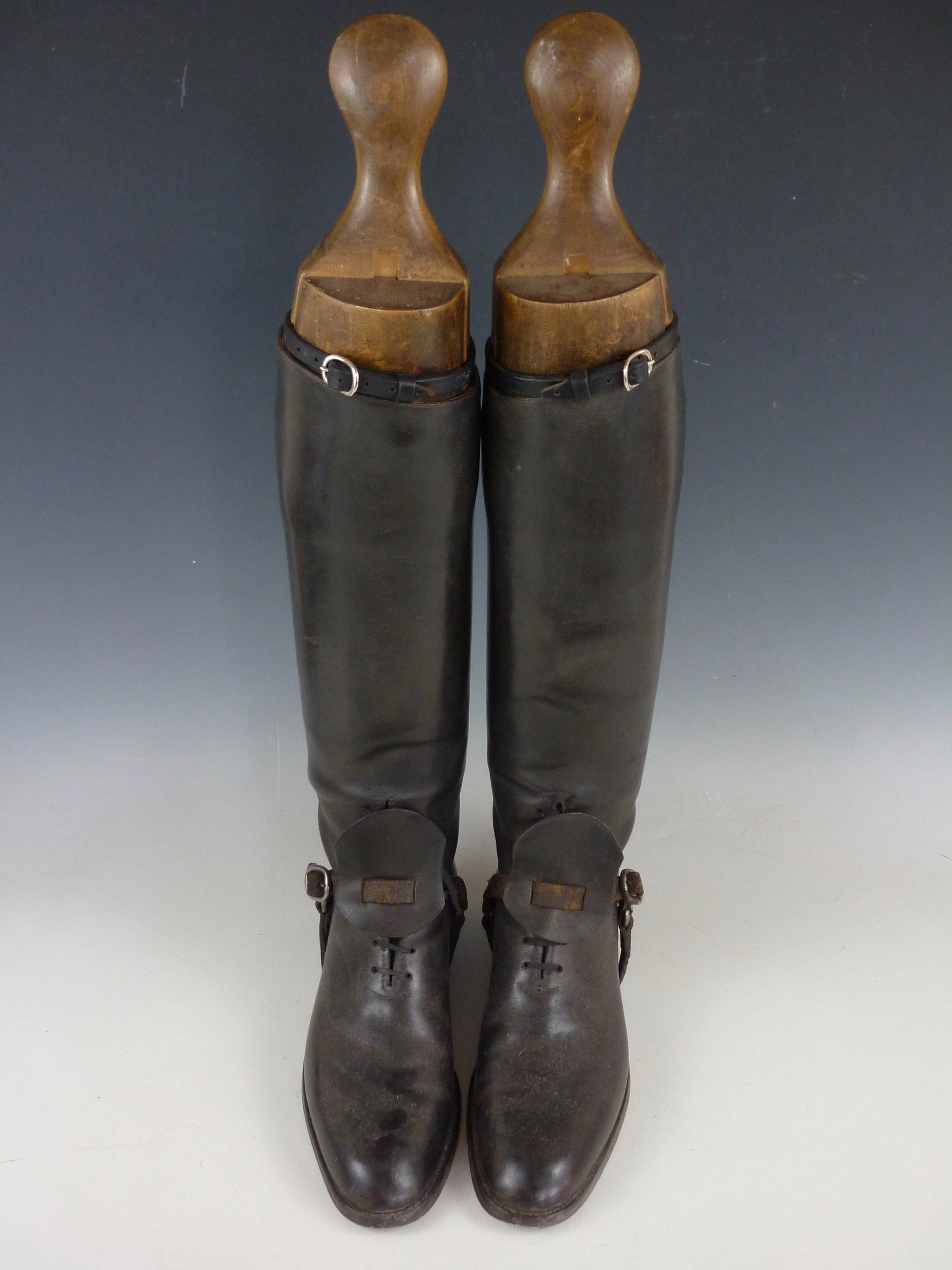 A pair of late 19th / early 20th Century officer's / riding boots with ...