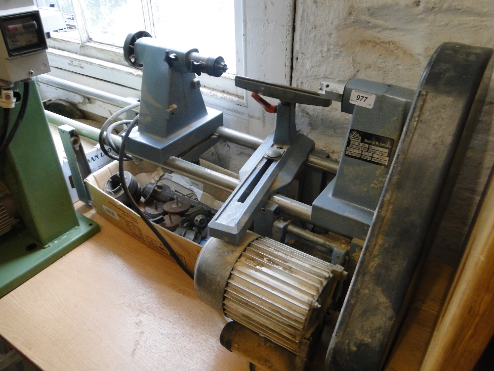 A Elu DB180 bench mounted wood turning lathe and accessories, GWO.