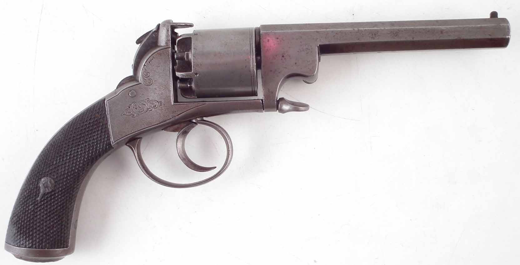 Webley / Bentley 80 bore percussion revolver, with engraved frame, five ...