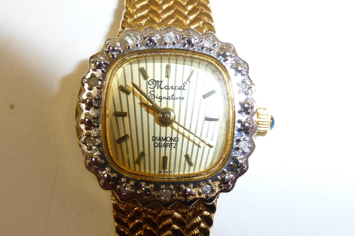 Ladies Marcel Drucker 'Signature' 10 Diamond Gold Tone boxed Watch ...