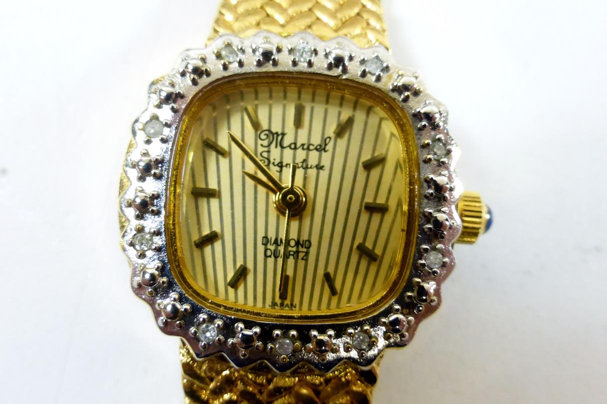 Ladies Marcel Drucker 'Signature' 10 Diamond Gold Tone boxed Watch ...
