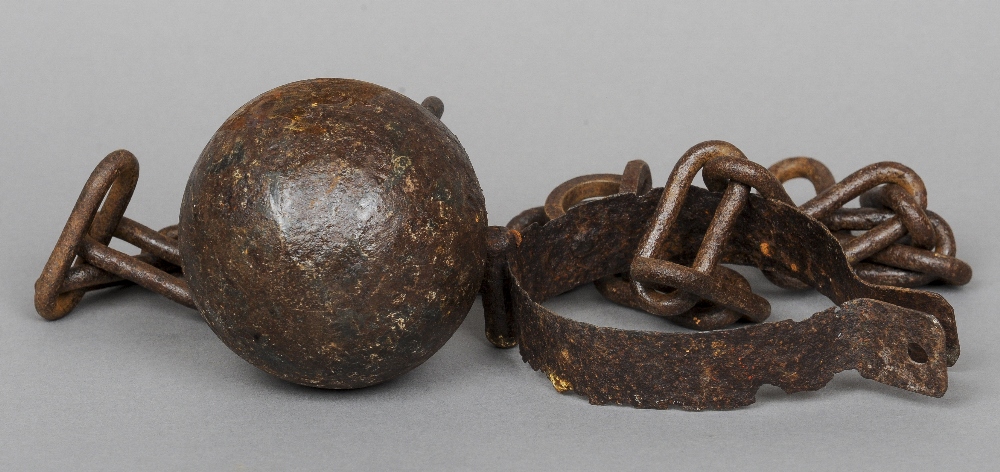 An Antique iron prisoner's ball and chain Possibly of slavery interest ...