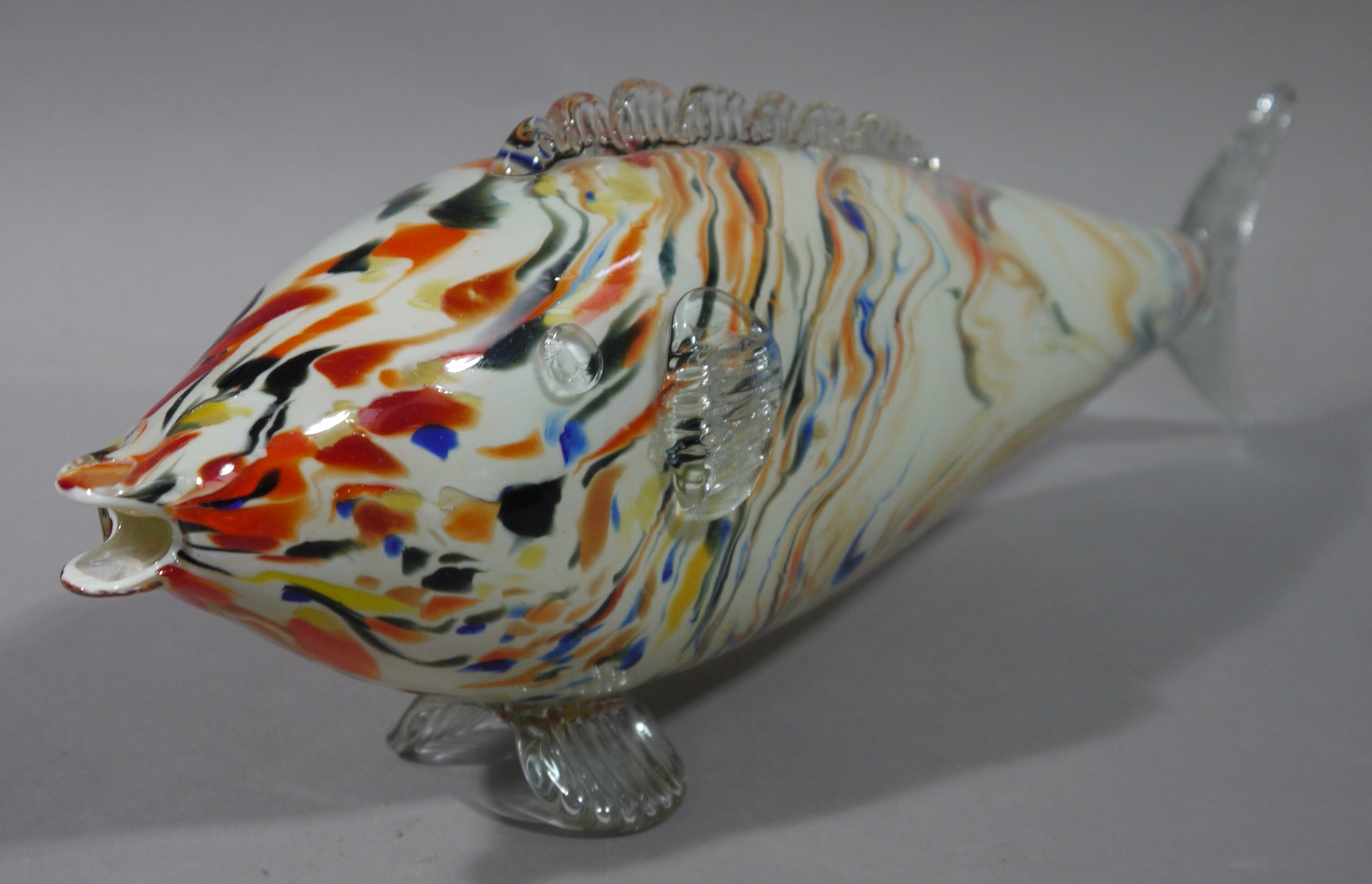 A coloured glass fish, 53cm long
