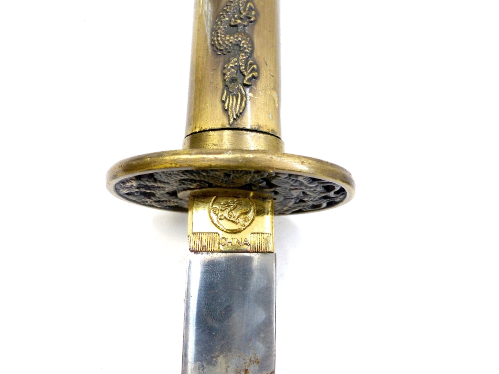 Replica sword, dragon pommel, further dragon decoration to brass grip ...