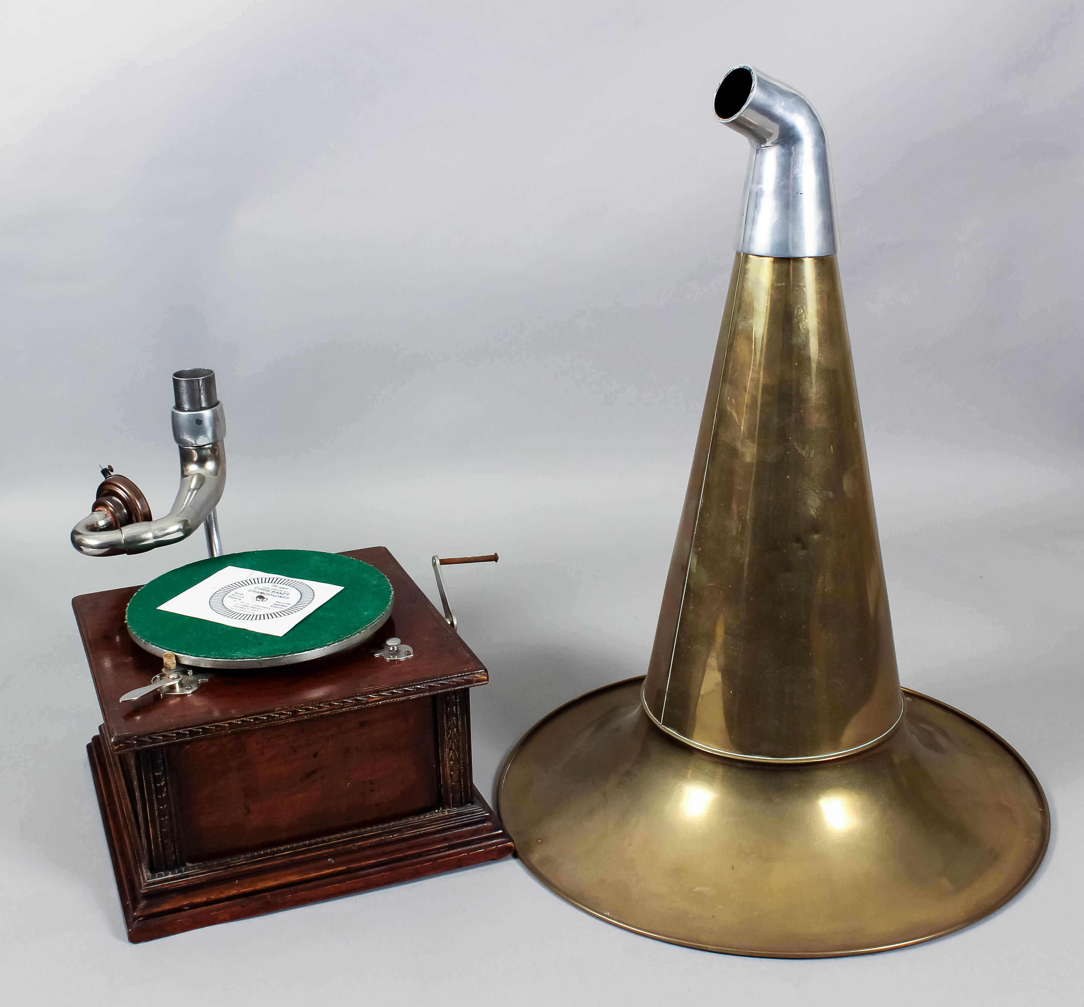 An early 20th Century Swiss made horn gramophone with Swiss made AX ...