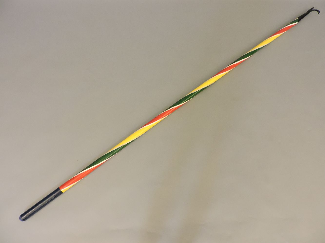 A painted barge pole, with metal hook end, 259cm
