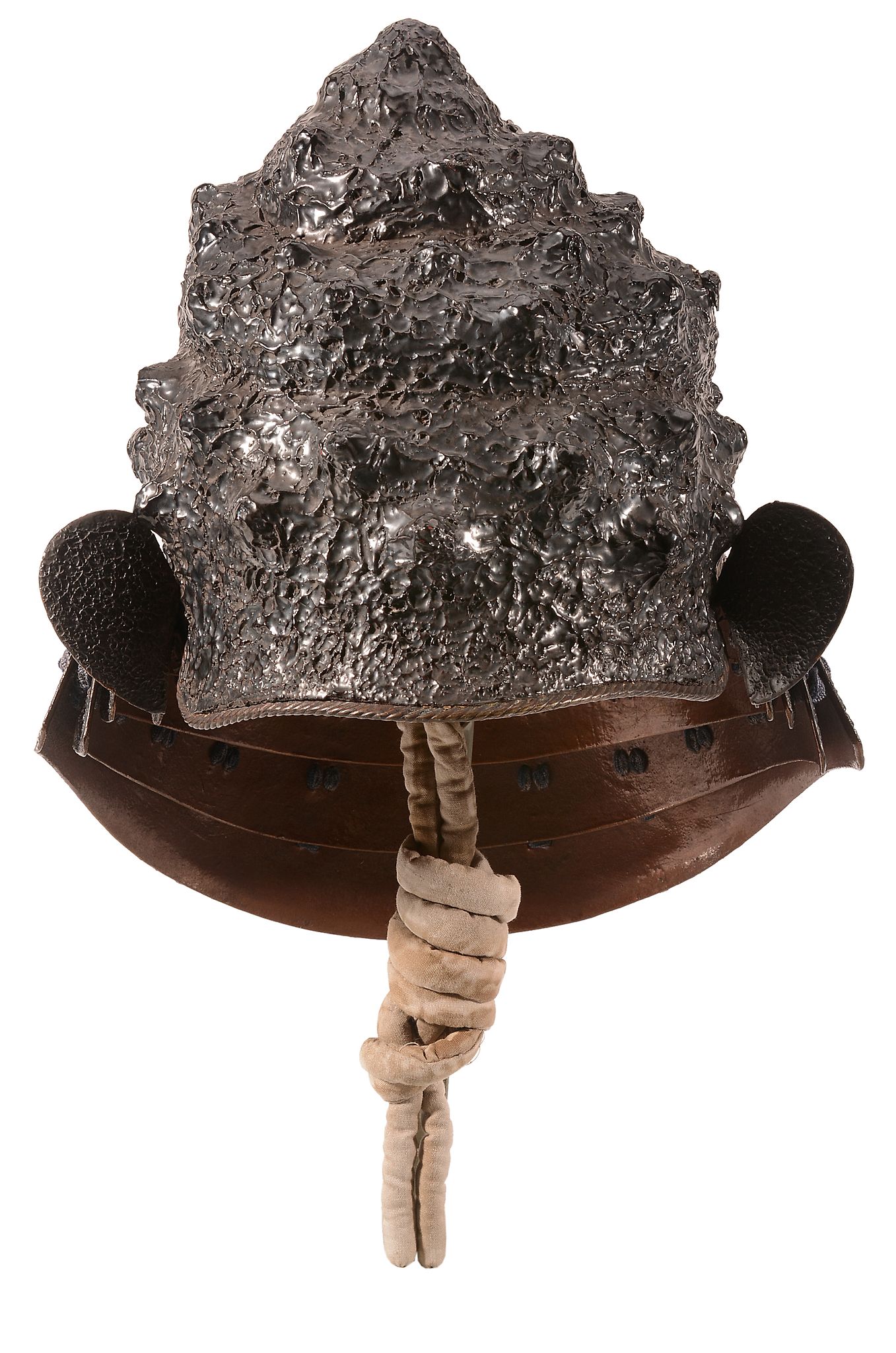 A Japanese Kawari Kabuto in the form of a large conch shell in black A ...