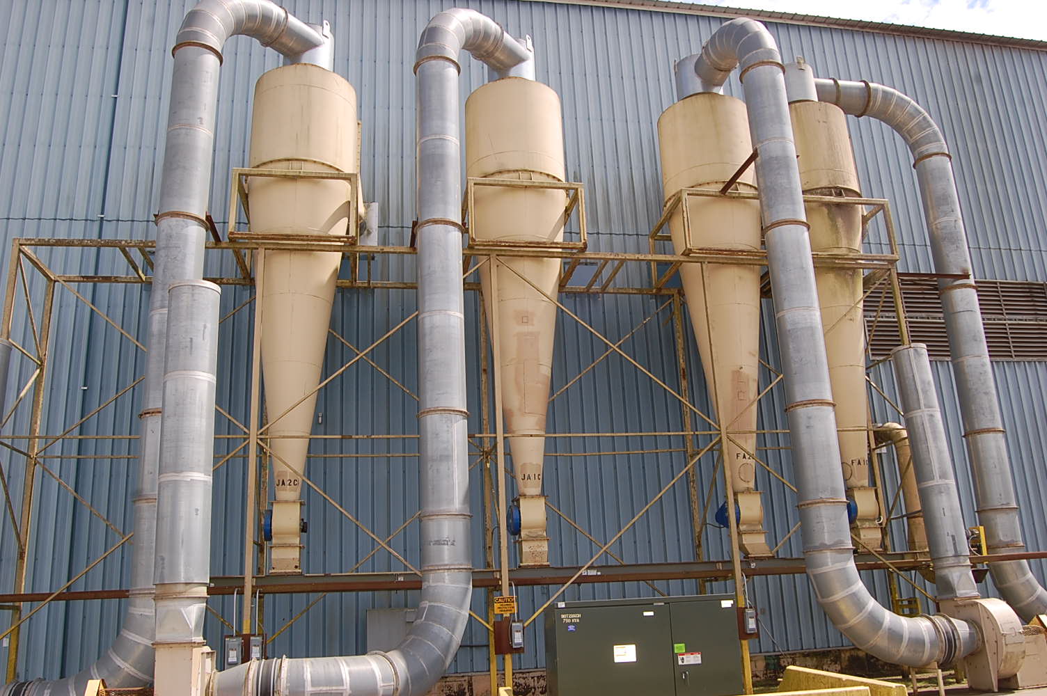 Cyclone Hopper System - (4) Approx. 30 ft. Hoppers, (4) Motorized Air ...