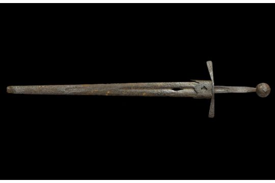 Later 13th century AD. A double-edged iron longsword of Oakeshott's ...