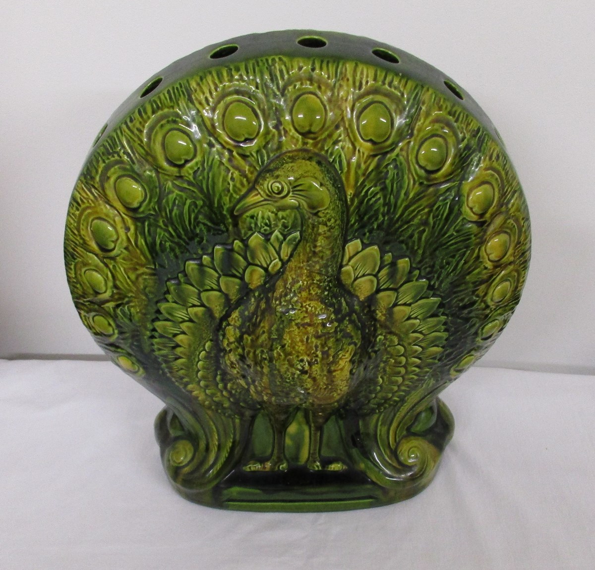 Ault Pottery green glazed Peacock Vase, individualistic design ...