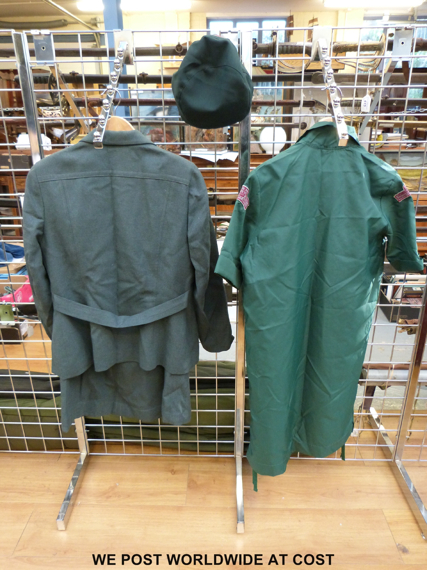 A WW2 WVS uniform including jacket, skirt, beret, armbands and scarf ...