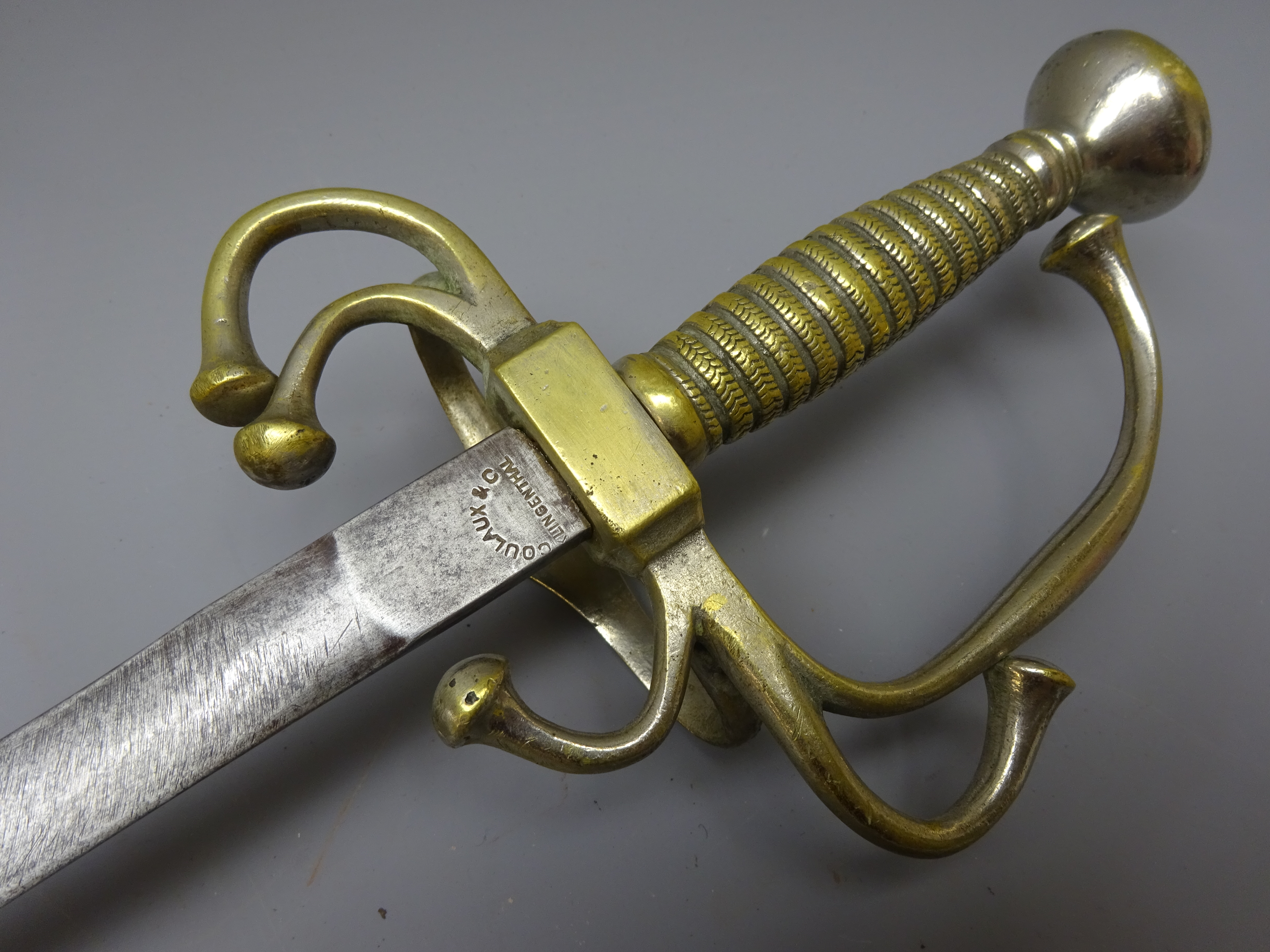 18th century French rapier, the 80.5cm steel blade inscribed Coulaux ...