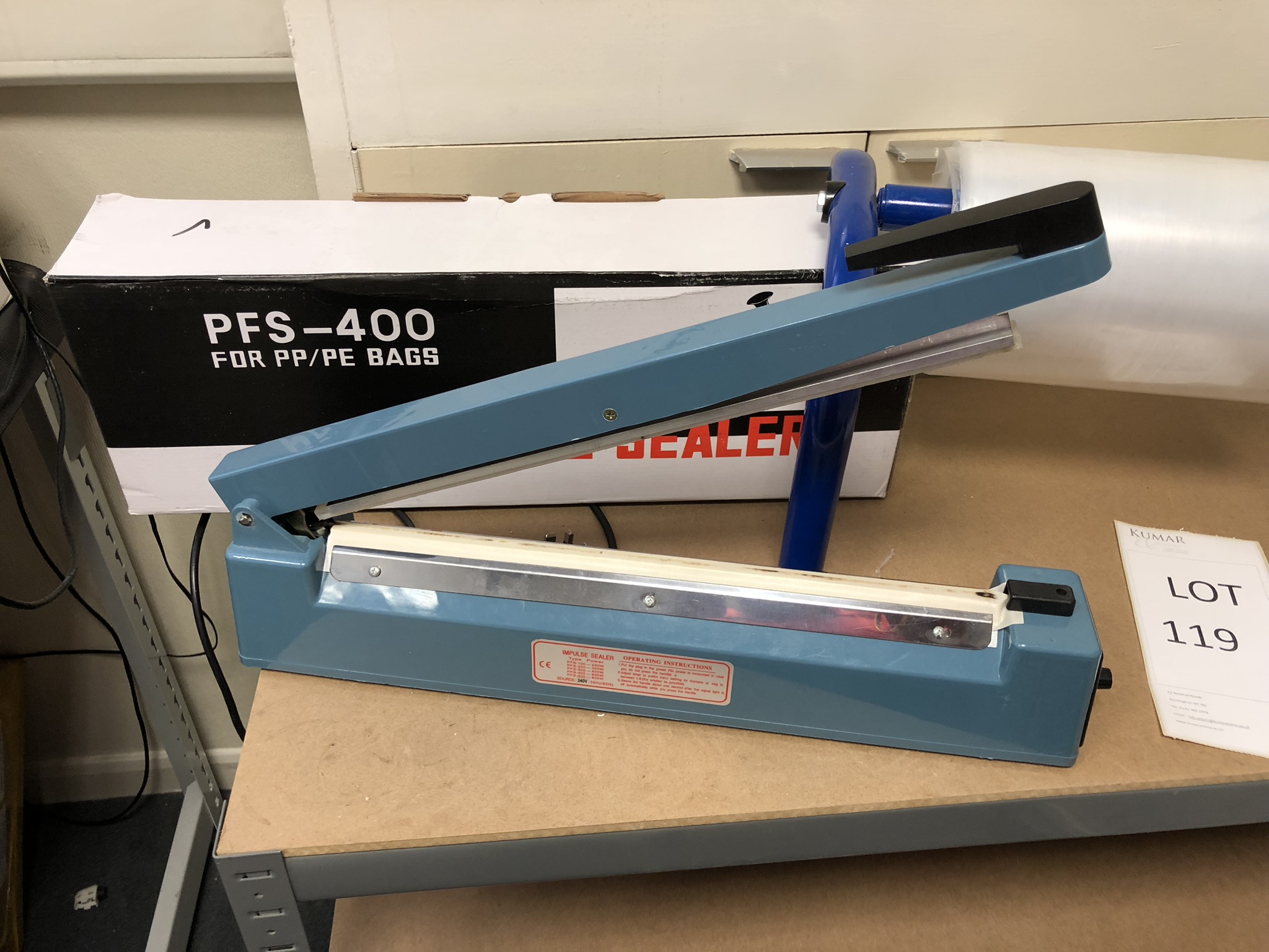 Impulse Sealer PFS-400 for PP/PE Bags complete with 8" Poly Bag Tubing ...