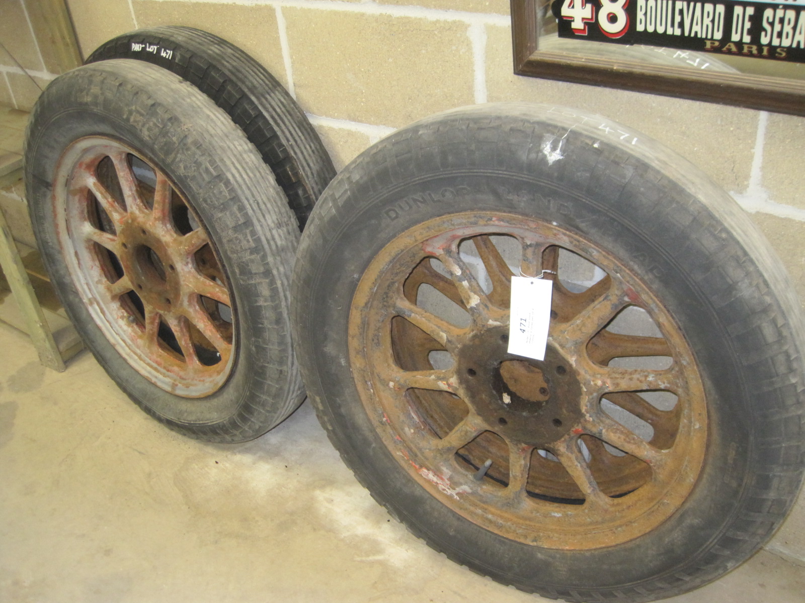 Model (T) Ford truck wheels & tyres set of 4 (1920s)